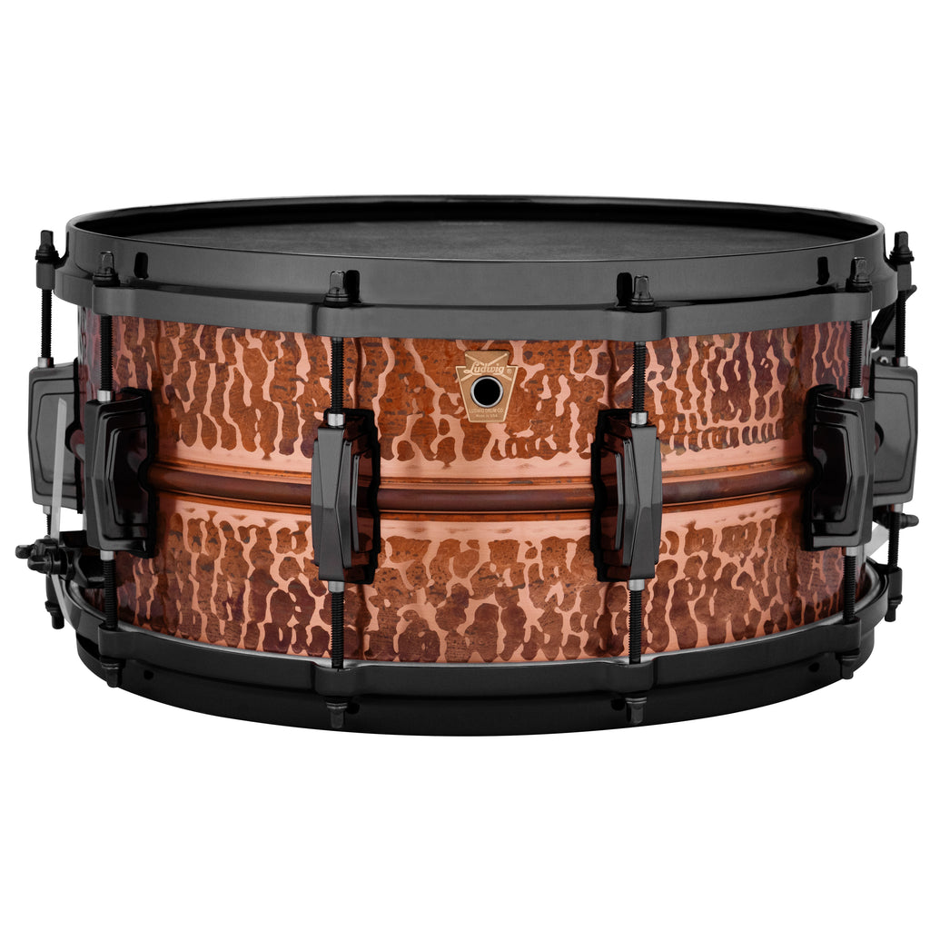 Ludwig Raw Hammered Copperphonic Snare - Polished w/Black Hardware -14
