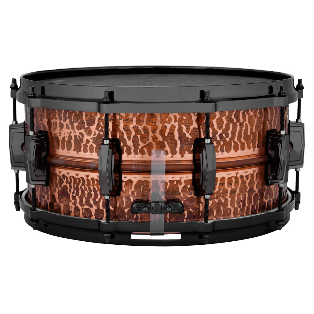 Ludwig Raw Hammered Copperphonic Snare - Polished w/Black Hardware -14